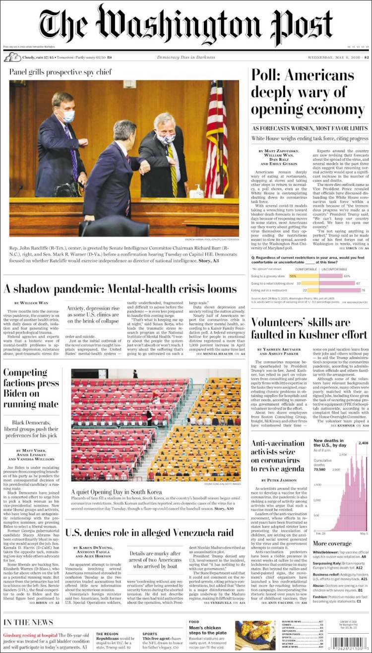 Portada Del Diario The Washington Post Del Día 6 05 2020 News Europa
