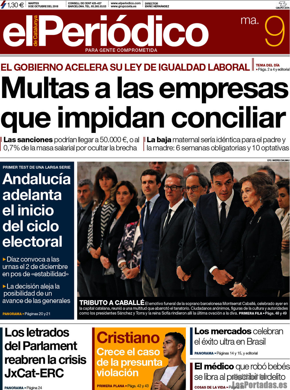 Cover of the newspaper The newspaper of the day 10/9/2018 – News Europa