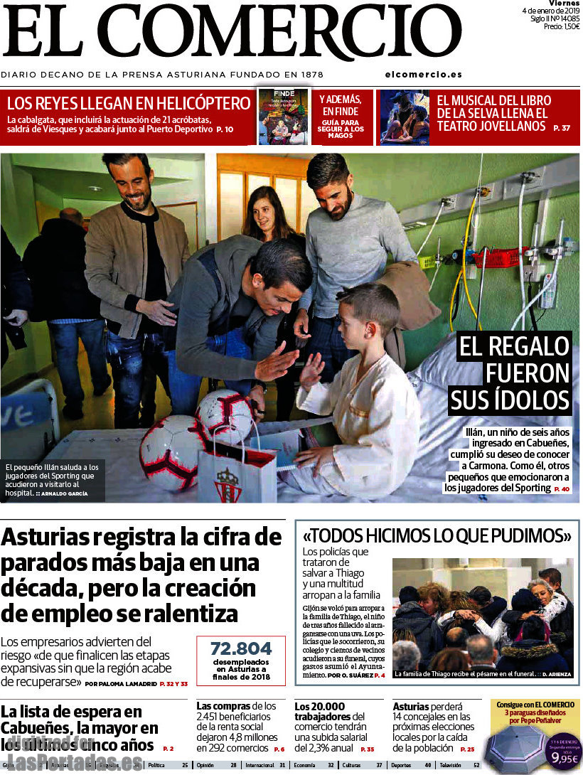 Cover of the newspaper El Comercio of the day 4/01/2019 – News Europa