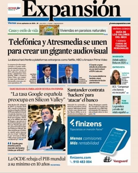 Portada del diario Expansión del día 20/09/2019 – News Europa