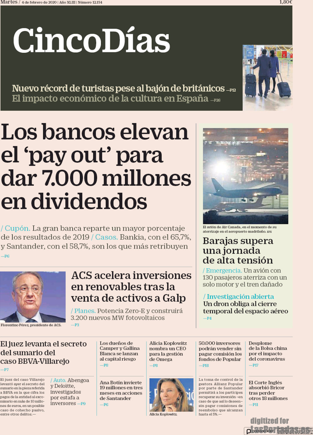 Portada del diario Cinco Días del día 4/02/2020 – News Europa