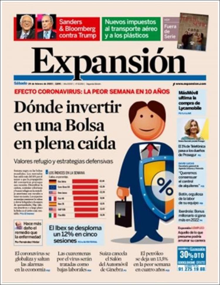 Portada del diario Expansión del día 29/02/2020 – News Europa