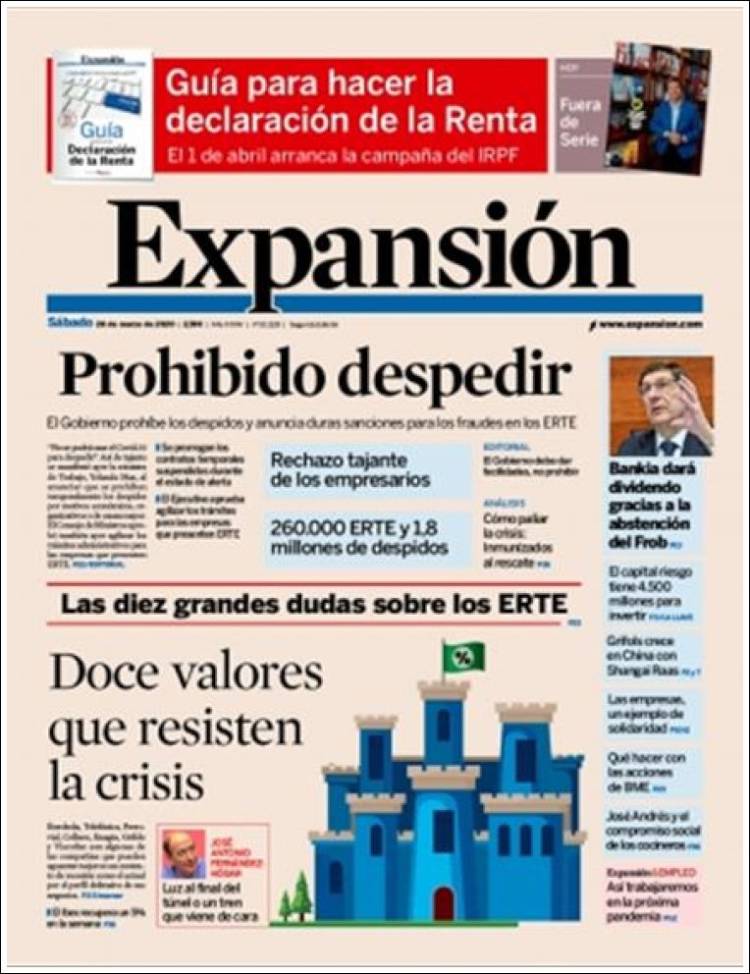 Portada del diario EXPANSIÓN del día 28/03/2020 – News Europa