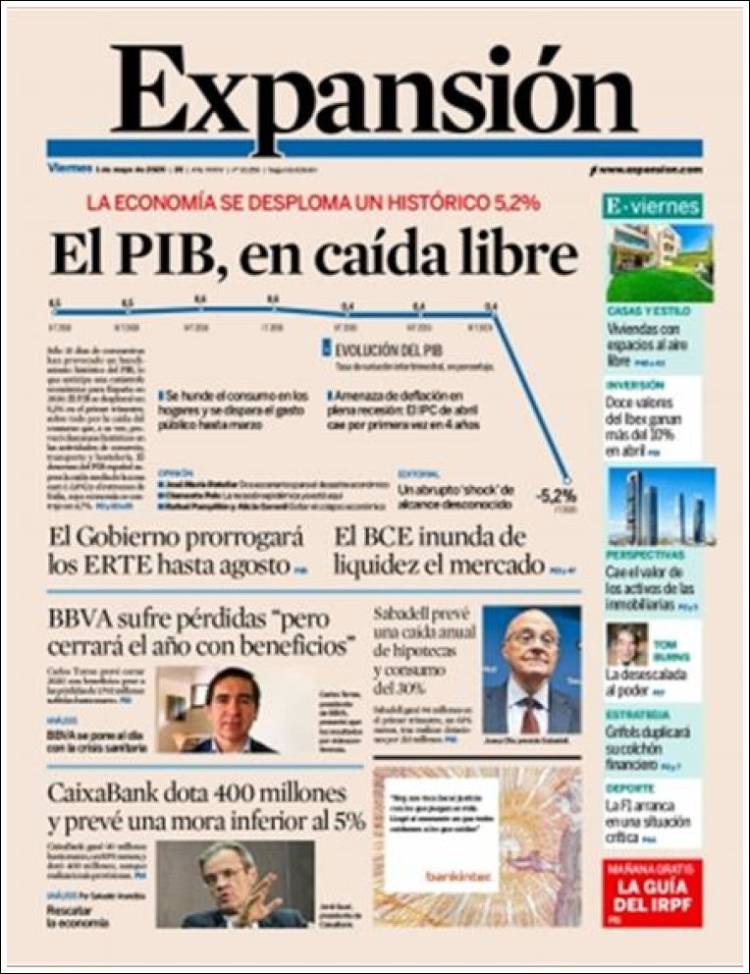 Portada del diario EXPANSIÓN del día 1/05/2020 – News Europa