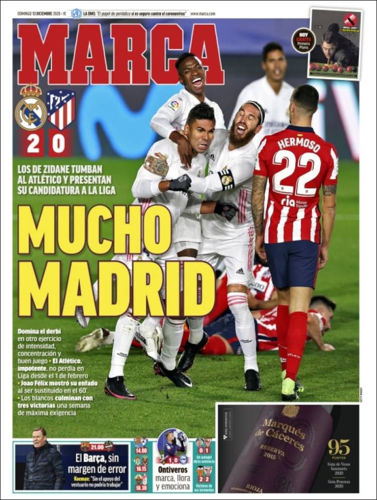 Portada del diario deportivo MARCA del día 13/12/2020 – News Europa