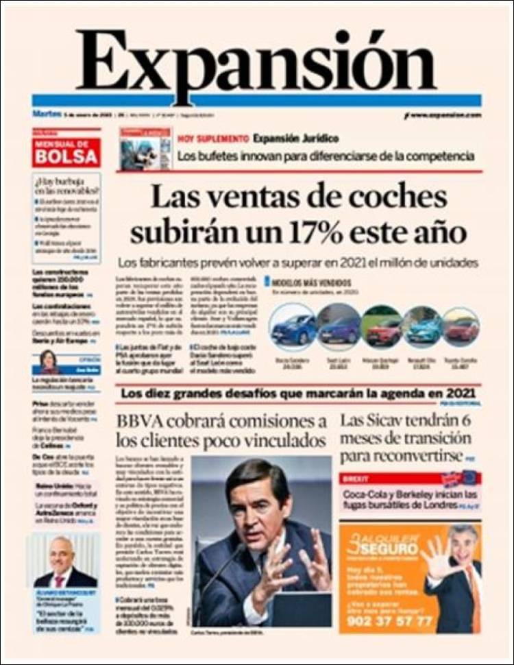 Portada del diario EXPANSIÓN del día 5/01/2021 – News Europa
