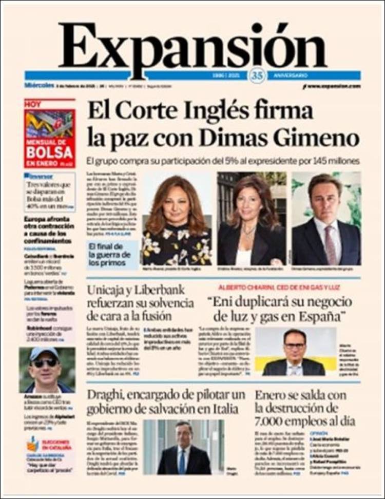 Portada del diario EXPANSIÓN del día 3/02/2021 – News Europa