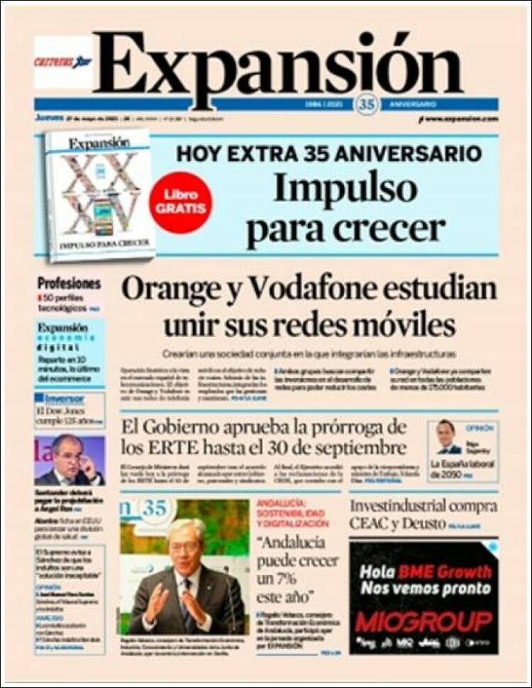 Portada del diario EXPANSIÓN del día 27/05/2021 – News Europa