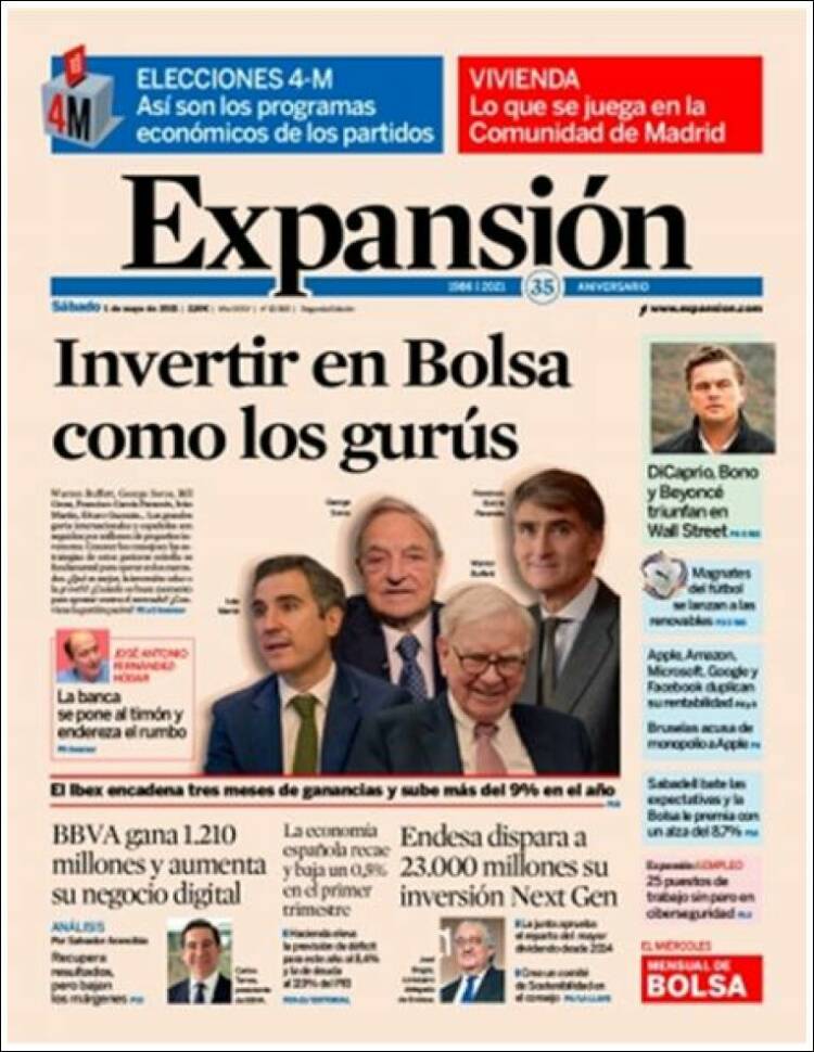 Portada del diario EXPANSIÓN del día 1/05/2021 – News Europa