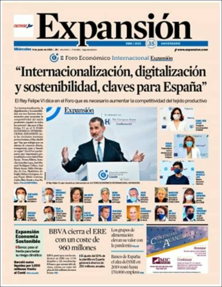 Portada del diario EXPANSIÓN del día 9/06/2021 – News Europa