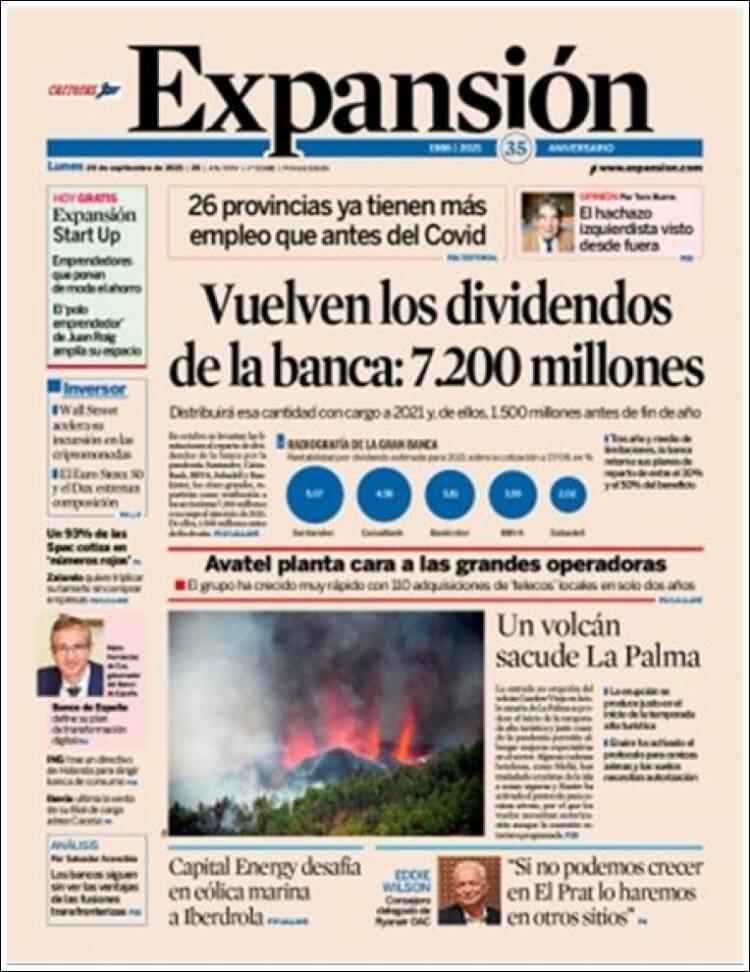 Portada del diario EXPANSIÓN del día 20/09/2021 – News Europa