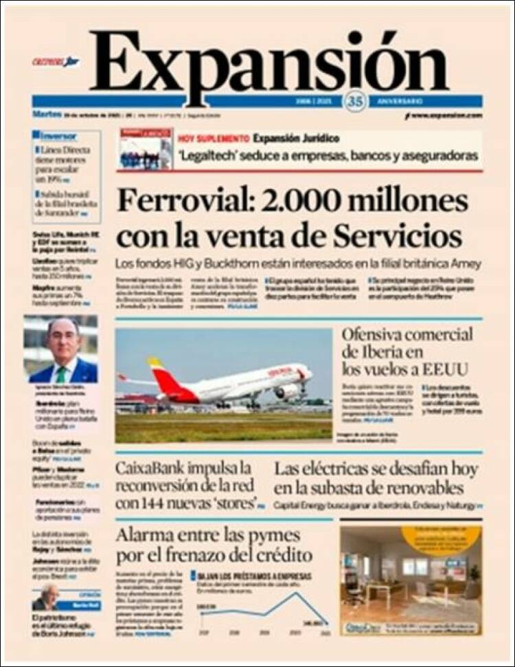 Portada del diario EXPANSIÓN del día 19/10/2021 – News Europa
