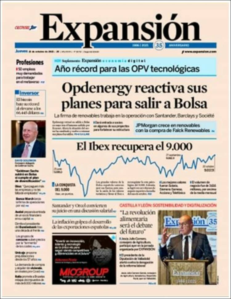 Portada del diario EXPANSIÓN del día 21/10/2021 – News Europa