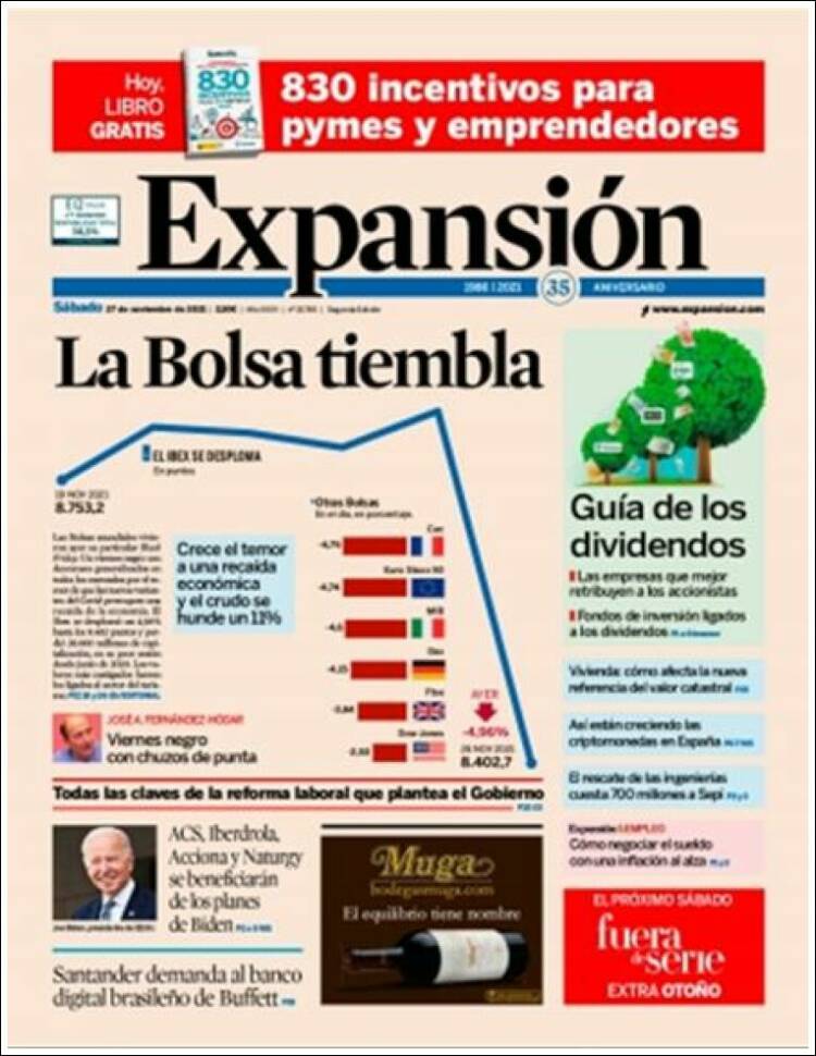 Portada del diario EXPANSIÓN del día 27/11/2021 – News Europa