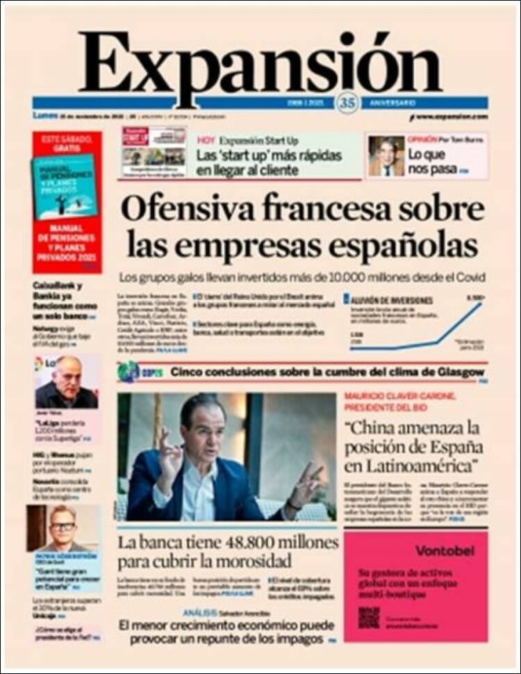Portada del diario EXPANSIÓN del día 15/11/2021 – News Europa