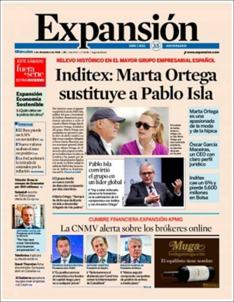 Portada del diario EXPANSIÓN del día 1/12/2021 – News Europa