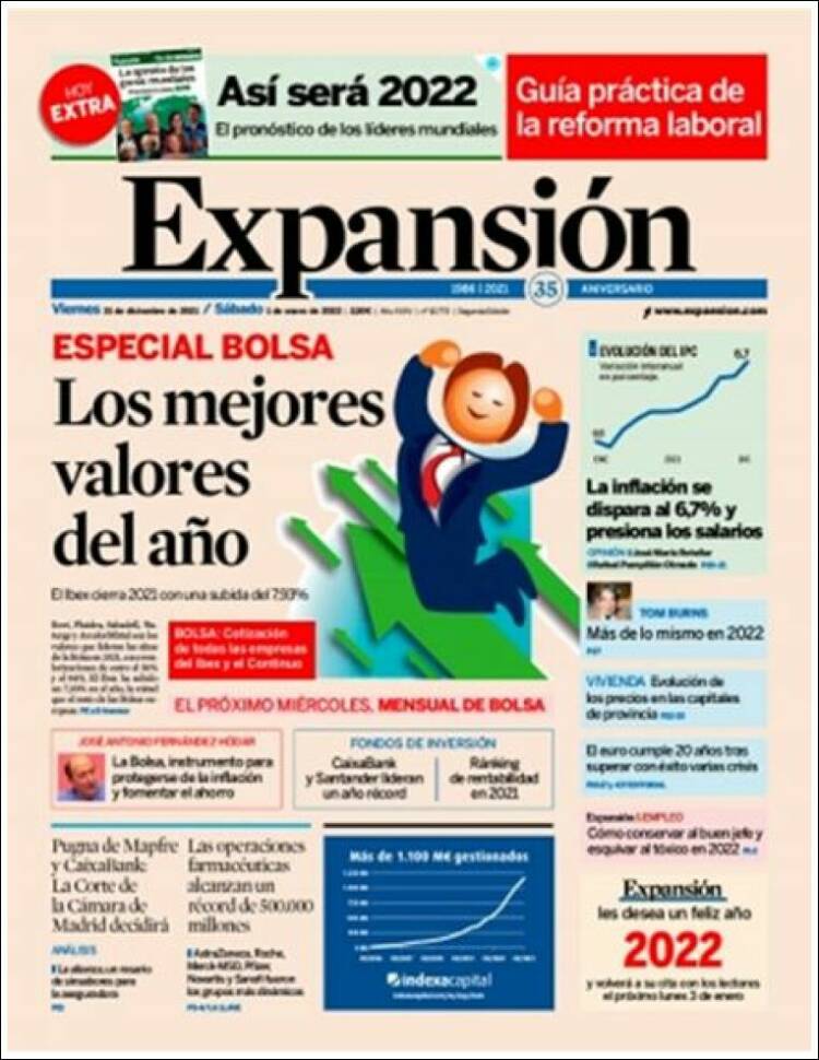 Portada del diario EXPANSIÓN del día 31/12/2021 – News Europa
