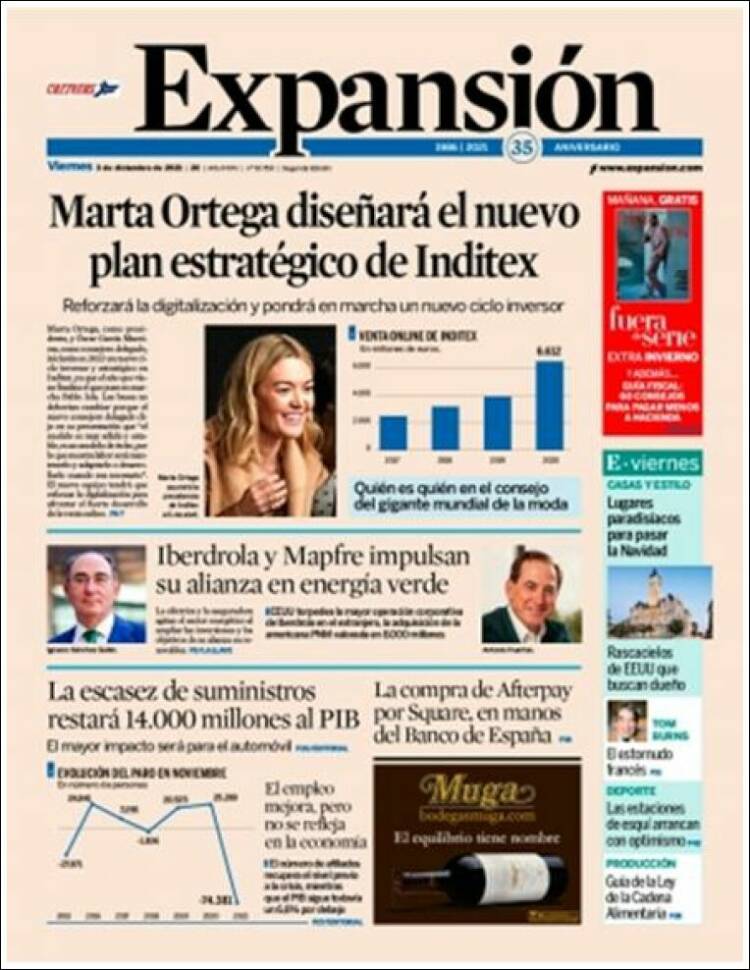 Portada del diario EXPANSIÓN del día 3/12/2021 – News Europa