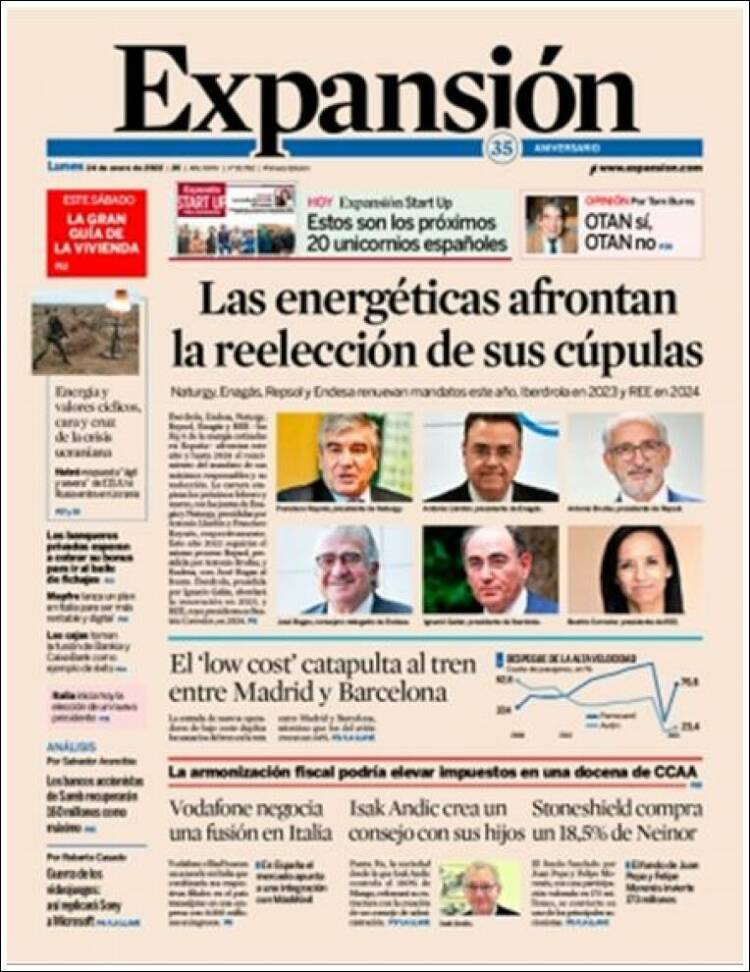 Portada del diario EXPANSIÓN del día 24/01/2022 – News Europa