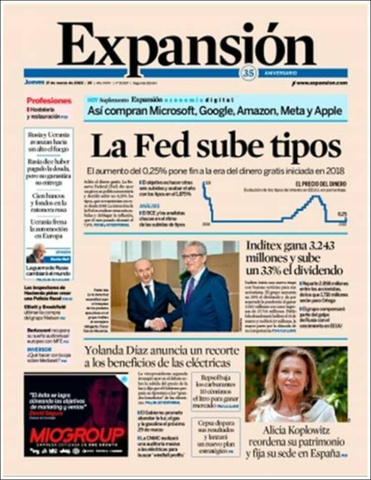 Portada del diario EXPANSIÓN del día 17/03/2022 – News Europa