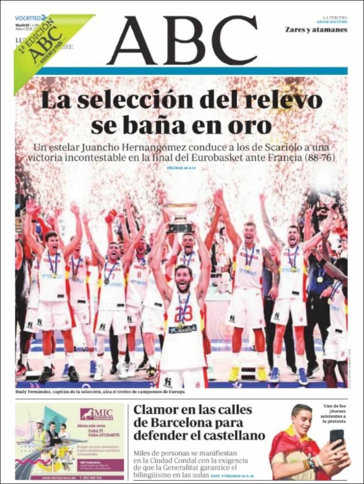 Portada del diario ABC del día 19/09/2022 – News Europa