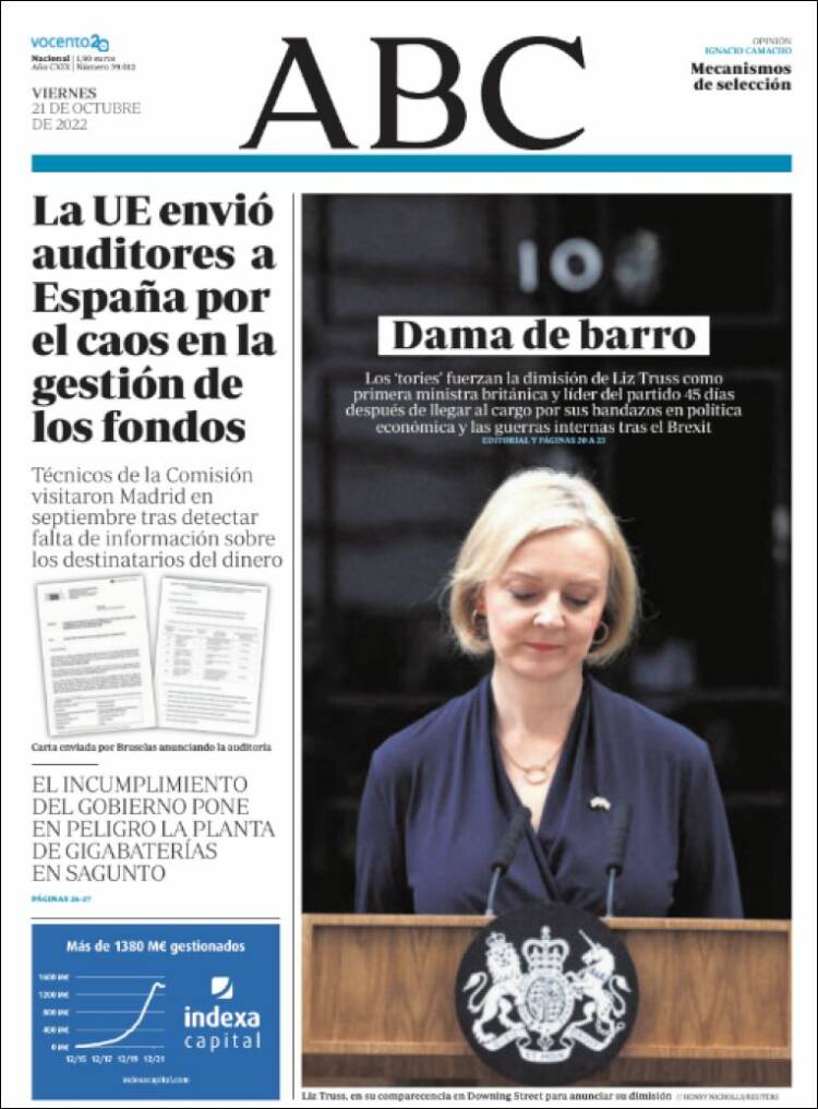 Portada del diario ABC del día 21/10/2022 – News Europa