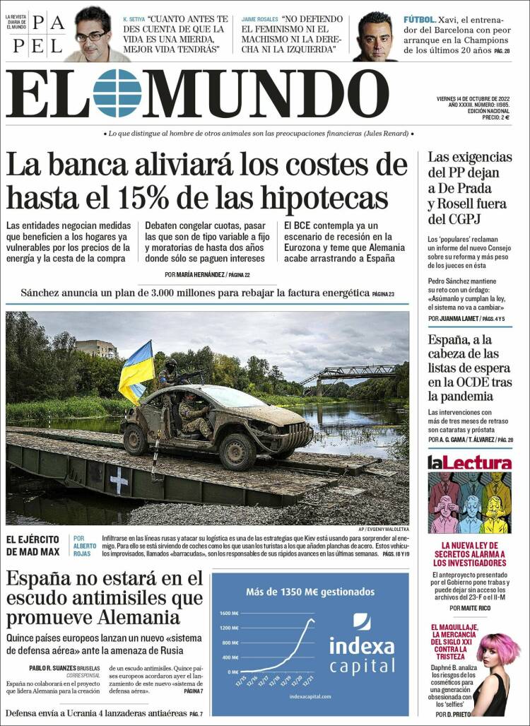 Portada del diario EL MUNDO del día 14/10/2022 – News Europa