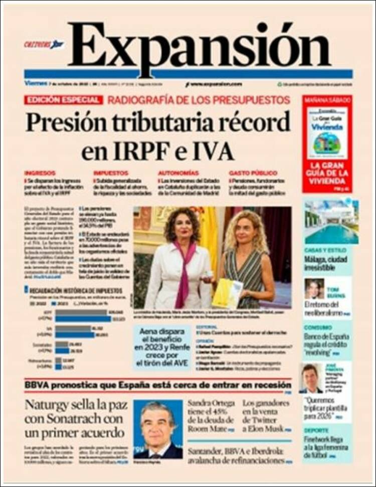 Portada del diario EXPANSIÓN del día 7/10/2022 – News Europa