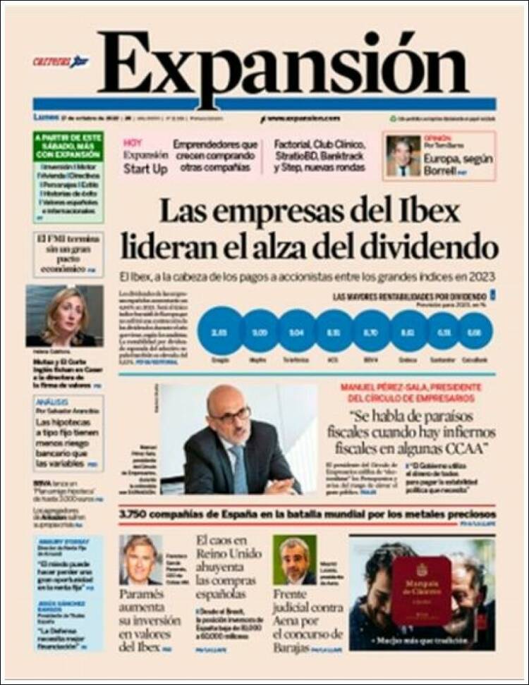 Portada del diario EXPANSIÓN del día 17/10/2022 – News Europa