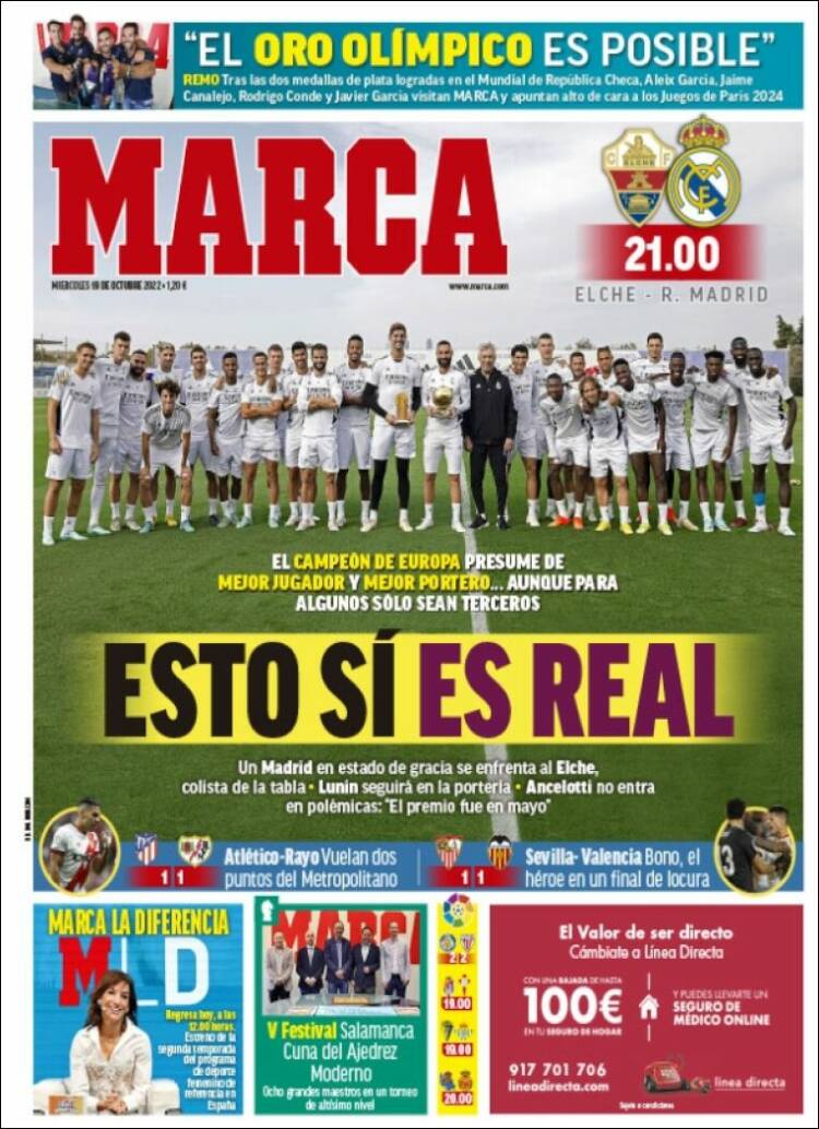 Portada del diario deportivo MARCA del día 19/10/2022 – News Europa