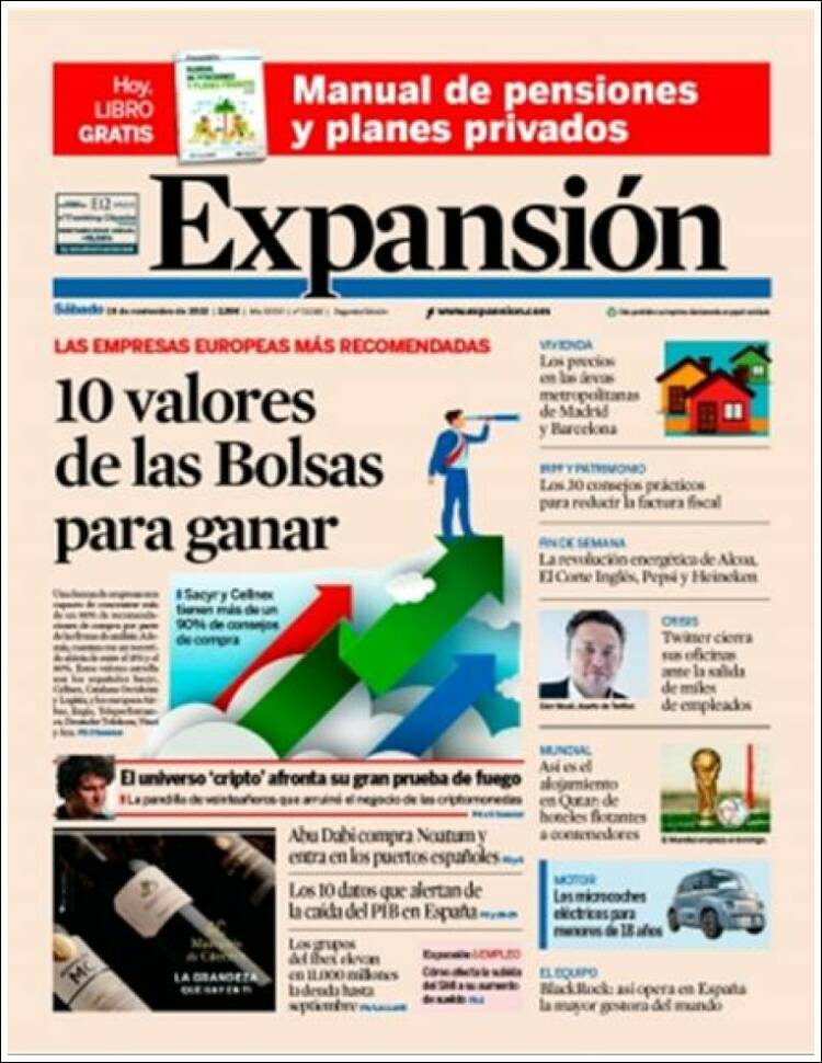 Portada del diario EXPANSIÓN del día 19/11/2022 – News Europa