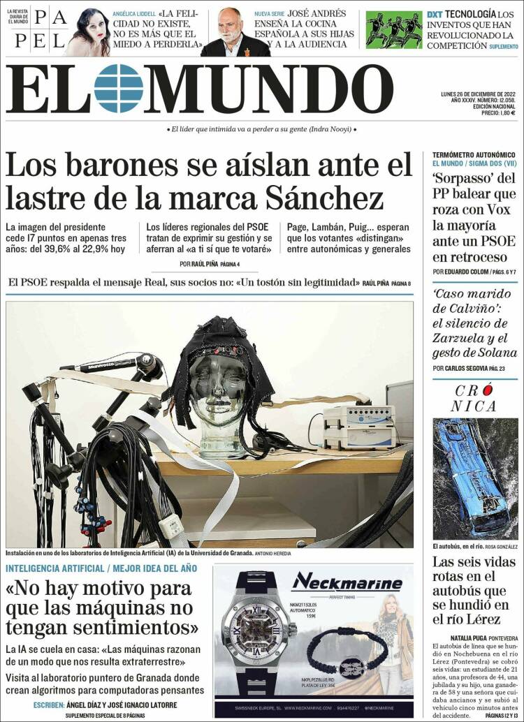 Portada del diario EL MUNDO del día 26/12/2022 – News Europa