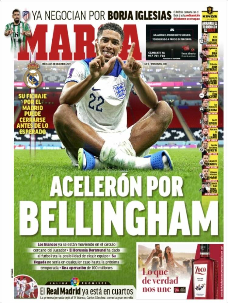 Portada del diario deportivo MARCA del día 28/12/2022 – News Europa