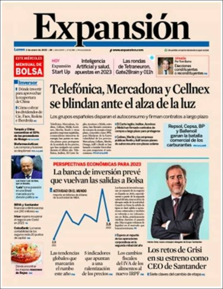 Portada del diario EXPANSIÓN del día 2/01/2023 – News Europa