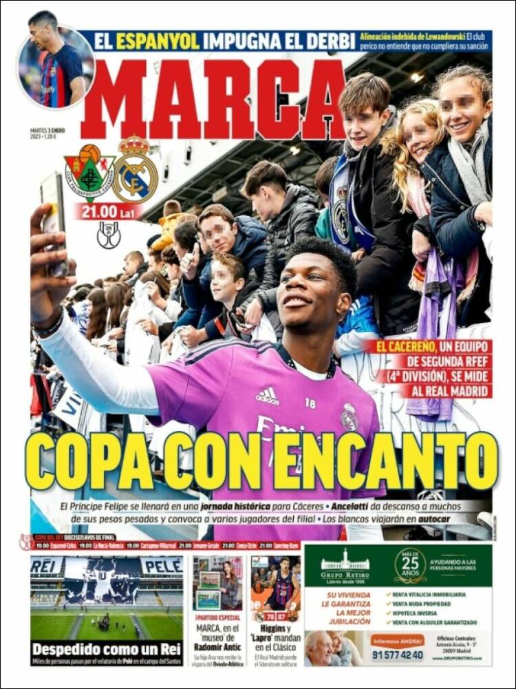 Portada del diario deportivo MARCA del día 3/01/2023 – News Europa