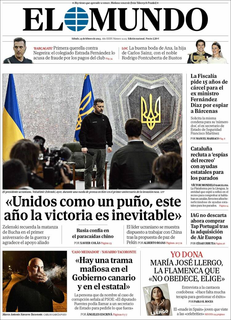 Portada del diario EL MUNDO del día 25/02/2023 – News Europa Portada del diario EL MUNDO del día 25/02/2023 – News Europa