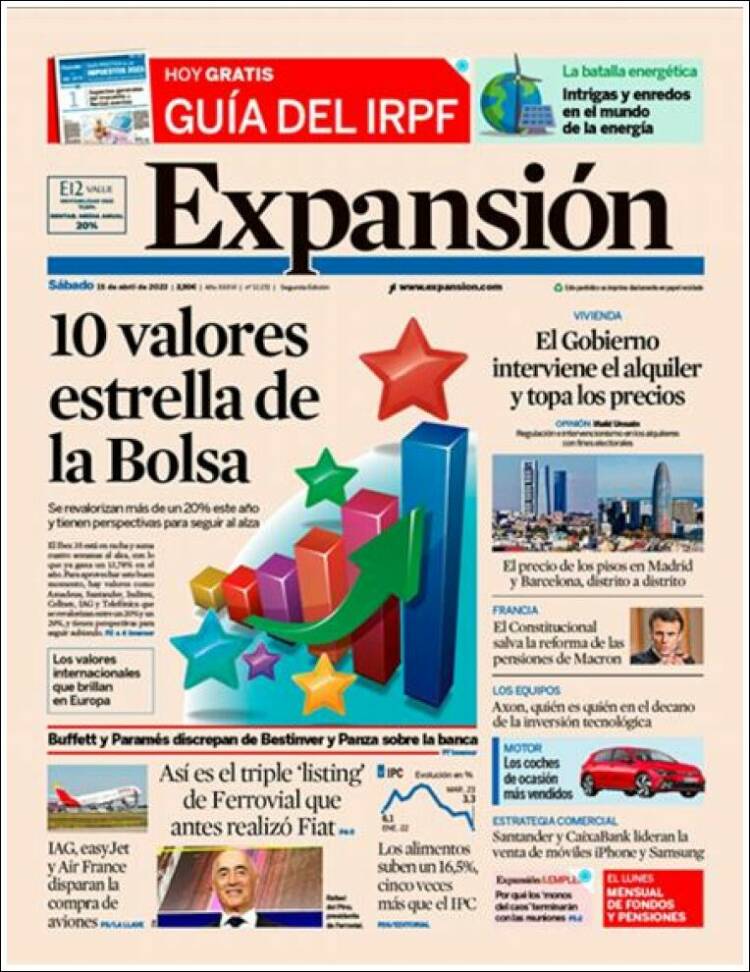 Portada del diario EXPANSIÓN del día 15/04/2023 – News Europa