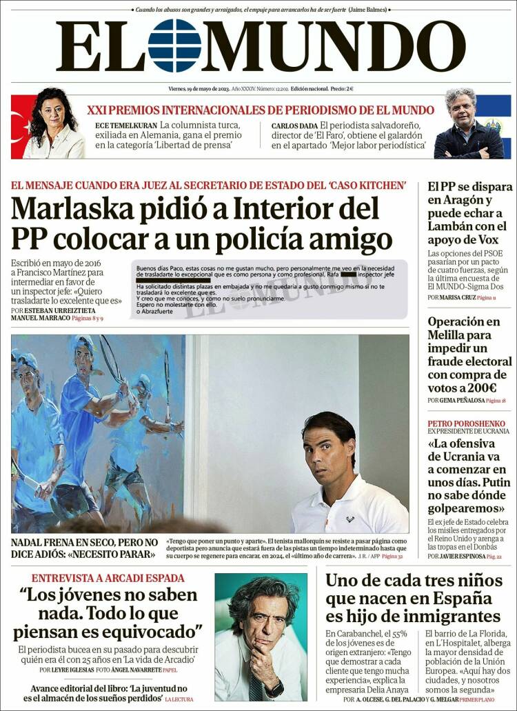 Portada del diario EL MUNDO del día 19/05/2023 – News Europa