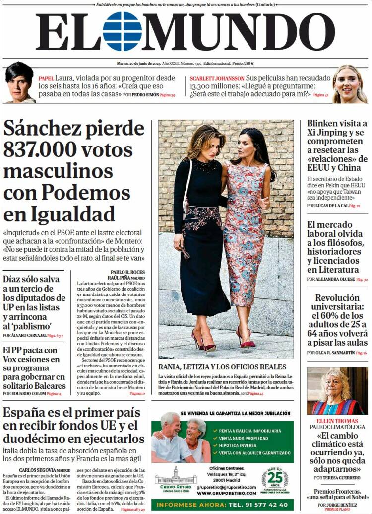 Portada del diario EL MUNDO del día 20/06/2023 – News Europa