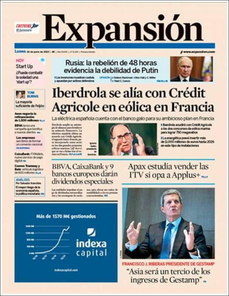 Portada del diario EXPANSIÓN del día 26/06/2023 – News Europa