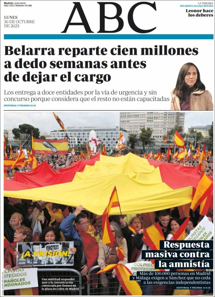 Portada del diario ABC del día 30/10/2023 – News Europa