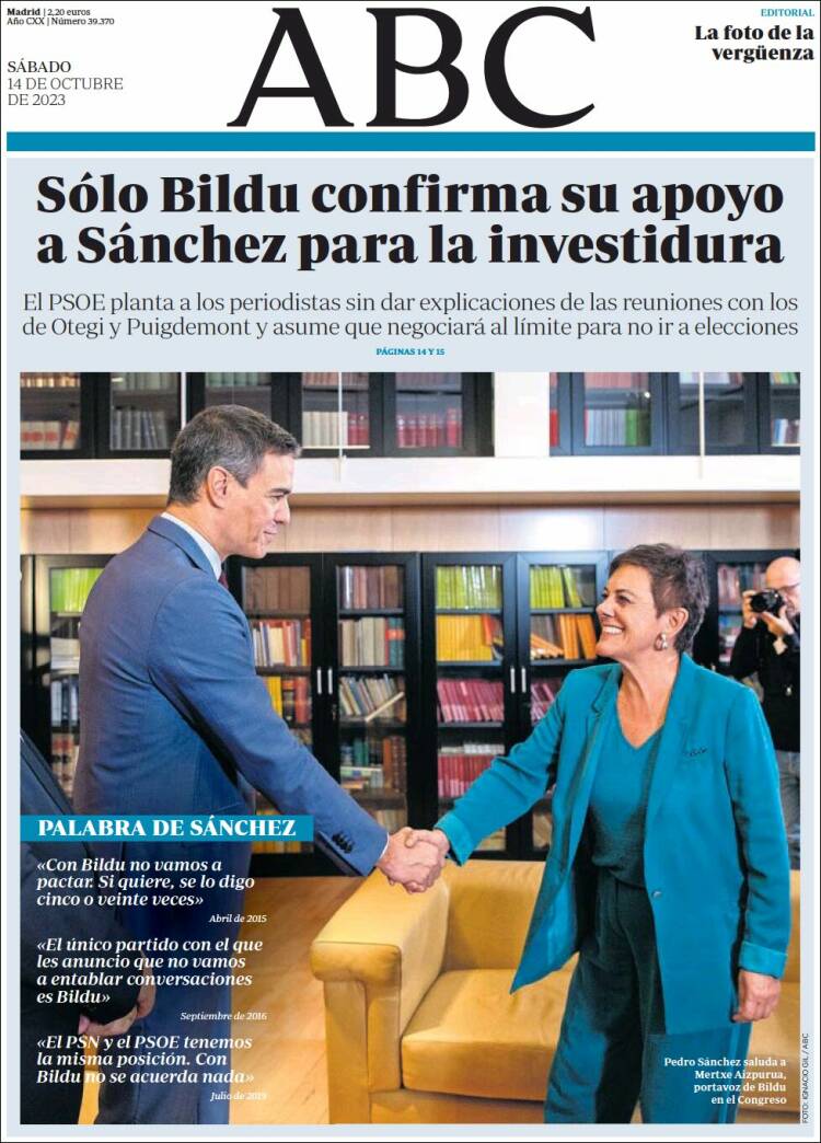 Portada del diario ABC del día 14/10/2023 – News Europa