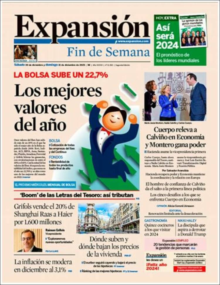 Portada del diario EXPANSIÓN del día 30/12/2023 – News Europa