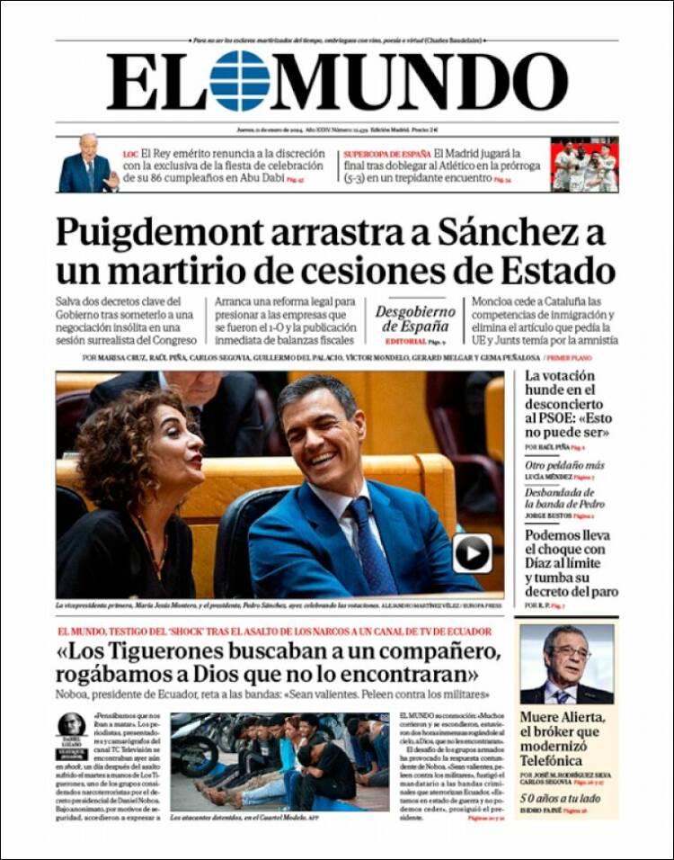 Portada del diario EL MUNDO del día 11/01/2024 – News Europa