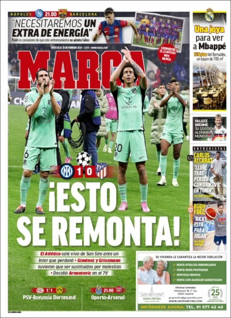 Portada del diario deportivo MARCA del día 21/02/2024 – News Europa