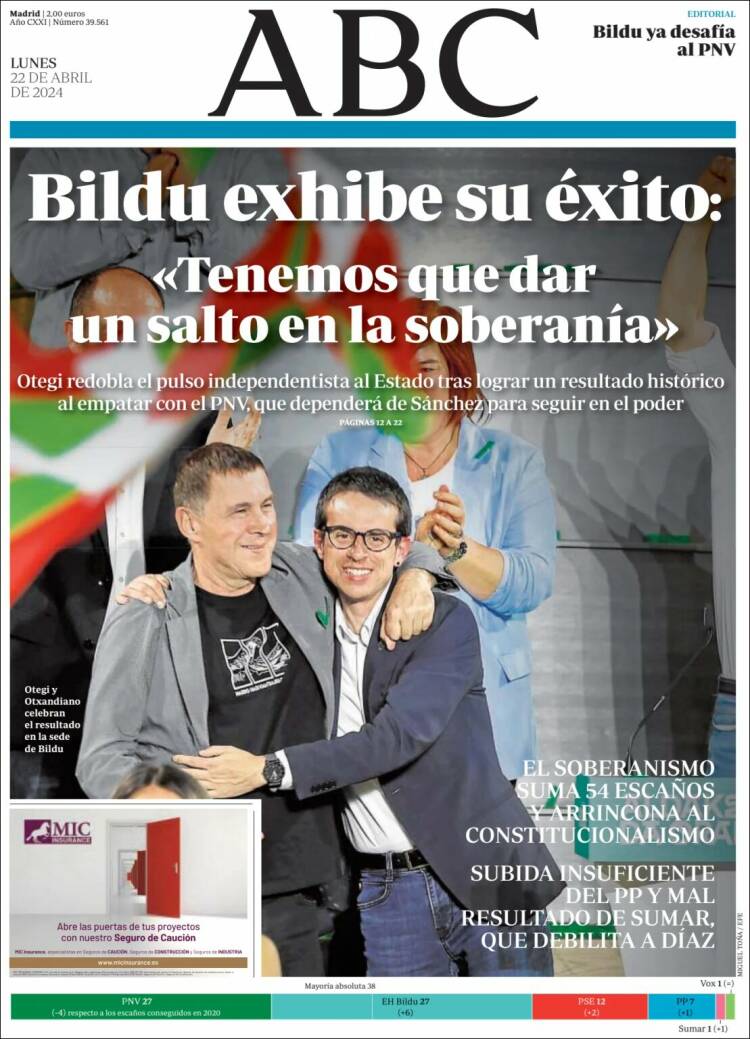 Portada del diario ABC del día 22/04/2024 – News Europa