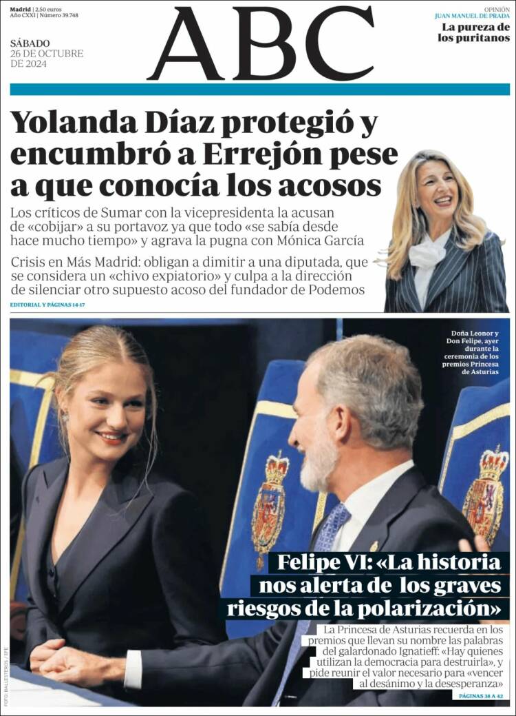 Portada del diario ABC del día 26/10/2024 – News Europa