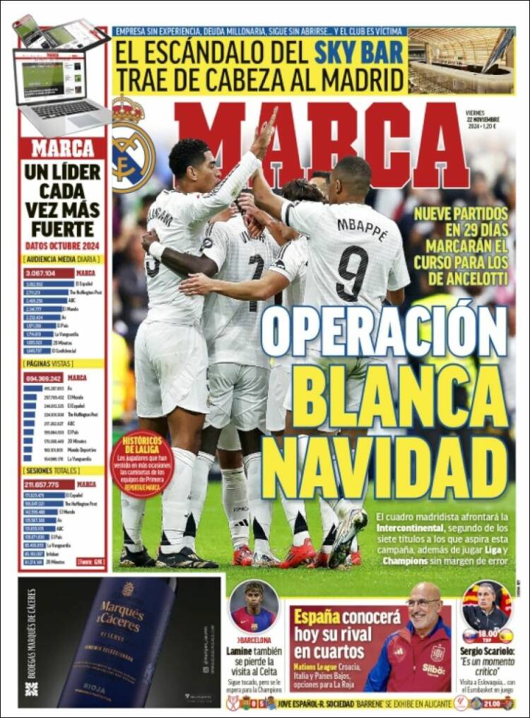Portada del diario deportivo MARCA del día 22/11/2024 – News Europa