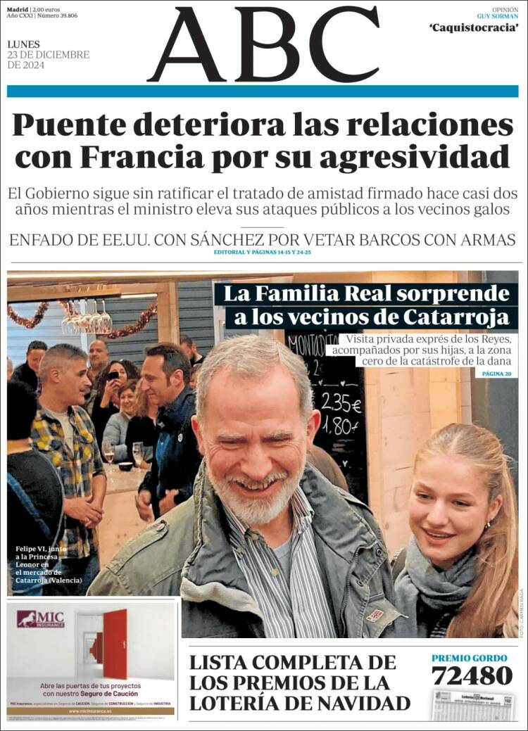 Portada del diario ABC del día 23/12/2024 – News Europa
