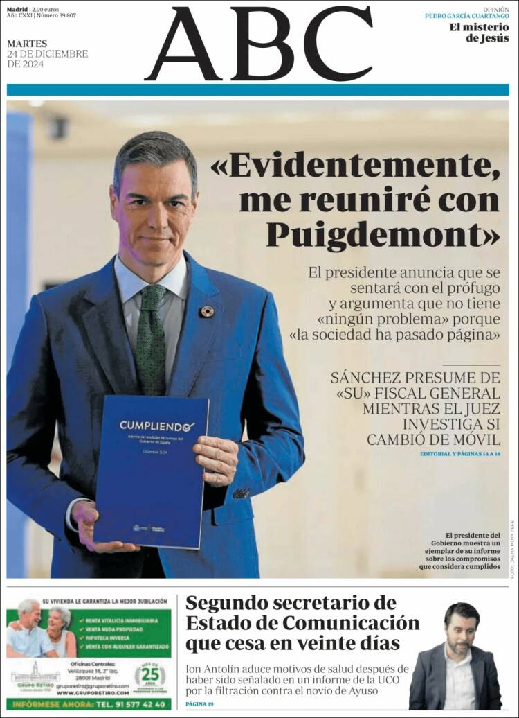 Portada del diario ABC del día 24/12/2024 – News Europa